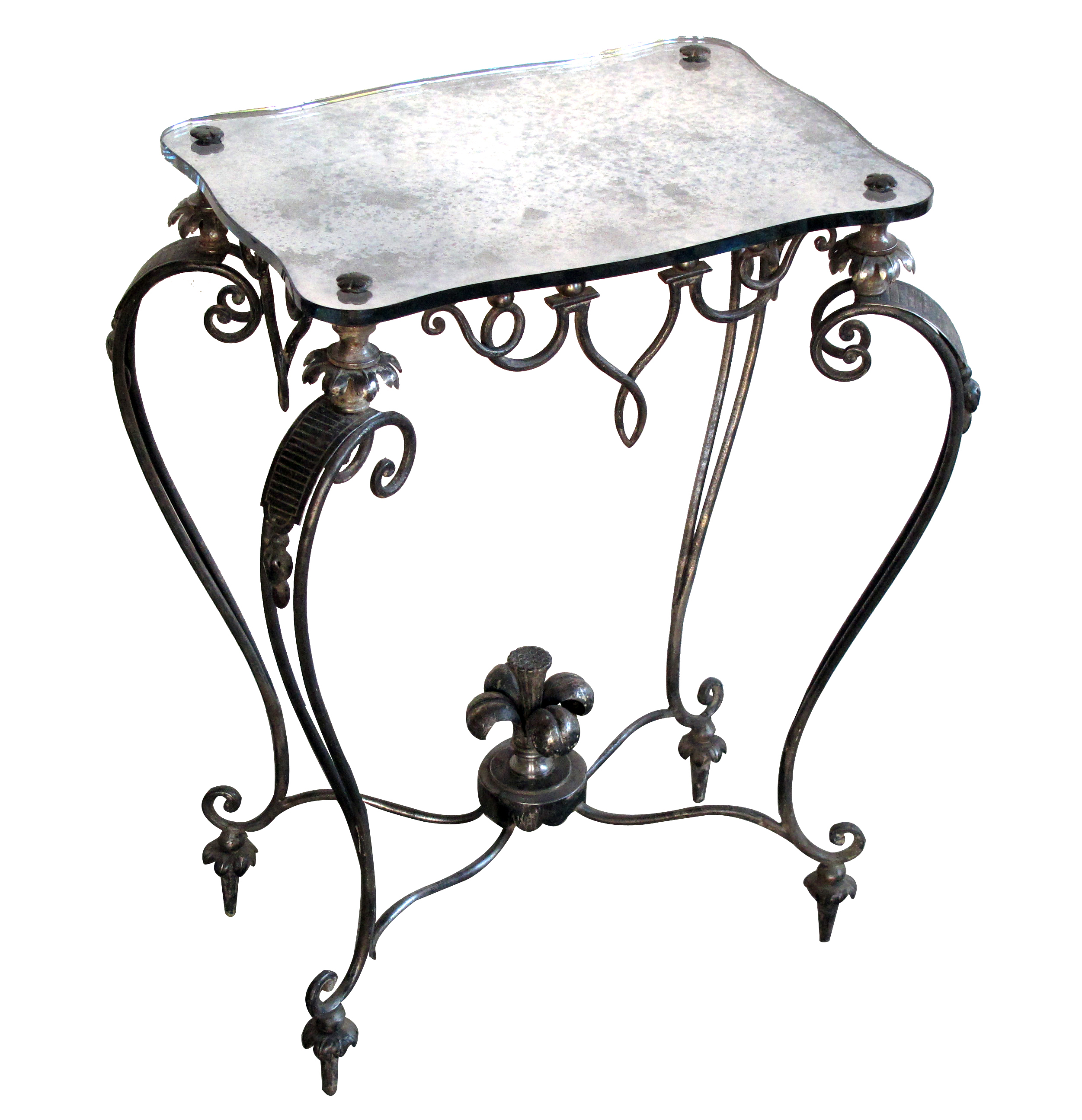 an elegant and stylish french 1940's iron and tole side table with ...