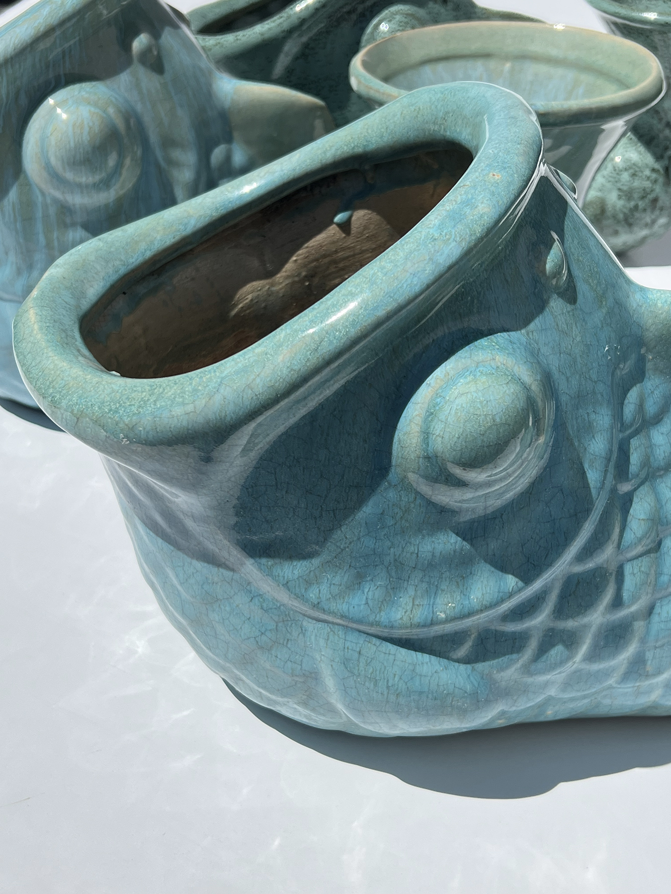 Assembled Group of Three Gladding McBean Style Koi Fish Vessels ...